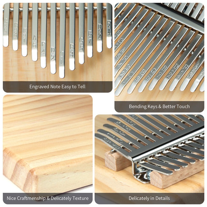 RIXTON 17 Key Basic Kalimba Thumb Piano Acoustic Mahogany Wood Finger ...