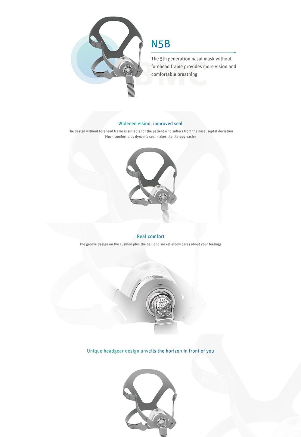 BMC N5B Nasal Mask CPAP Sleep Mask with Headgear Original | Shopee ...