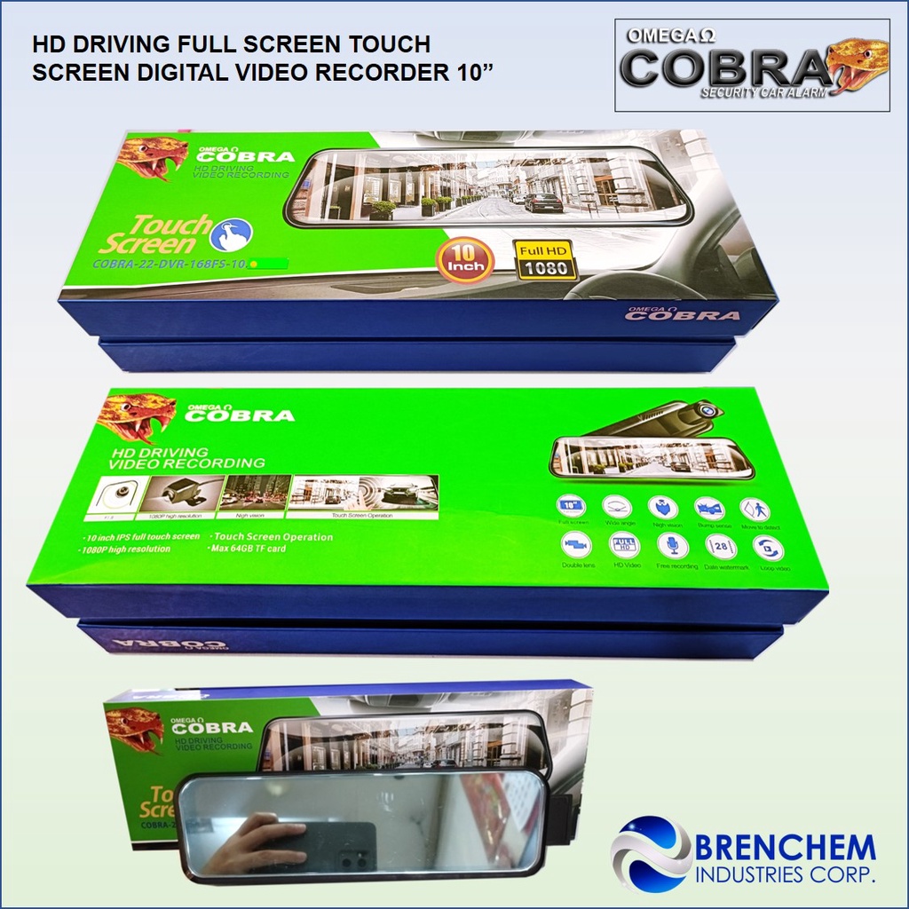 COBRA Car 10" DVR Full Touch Screen Digital Video Recording with REAR ...