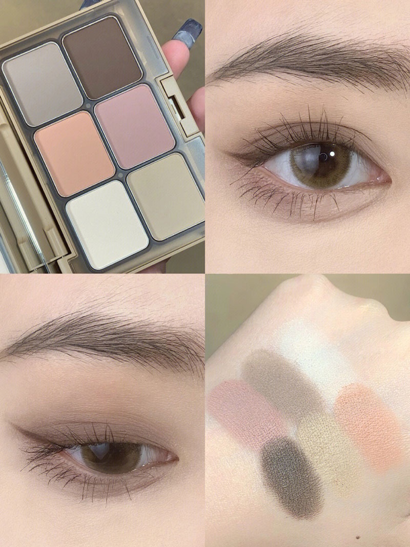 Natural 6 Color Eyeshadow Palette Matte Shiny Daily Base Color Blush ...