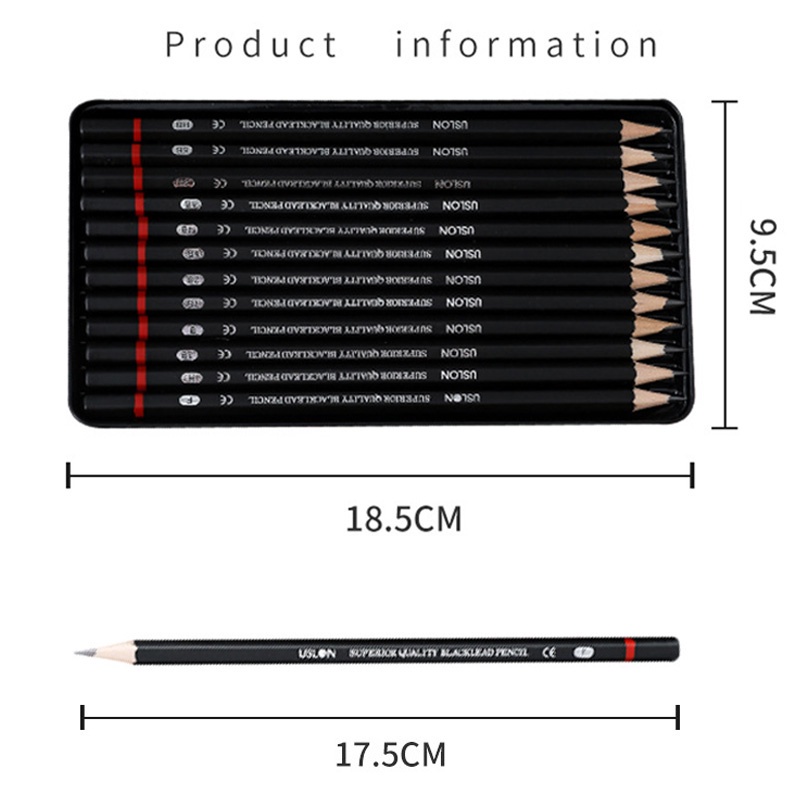 2H-8B Drawing Sketch Graphic Pencil Set 12 pcs/box Professional ...