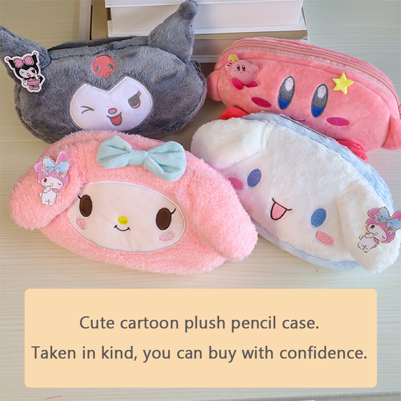 Kawaii Pencil Case Bag for Girls Boys Cute Plush Pen Pox Cosmetic Large ...