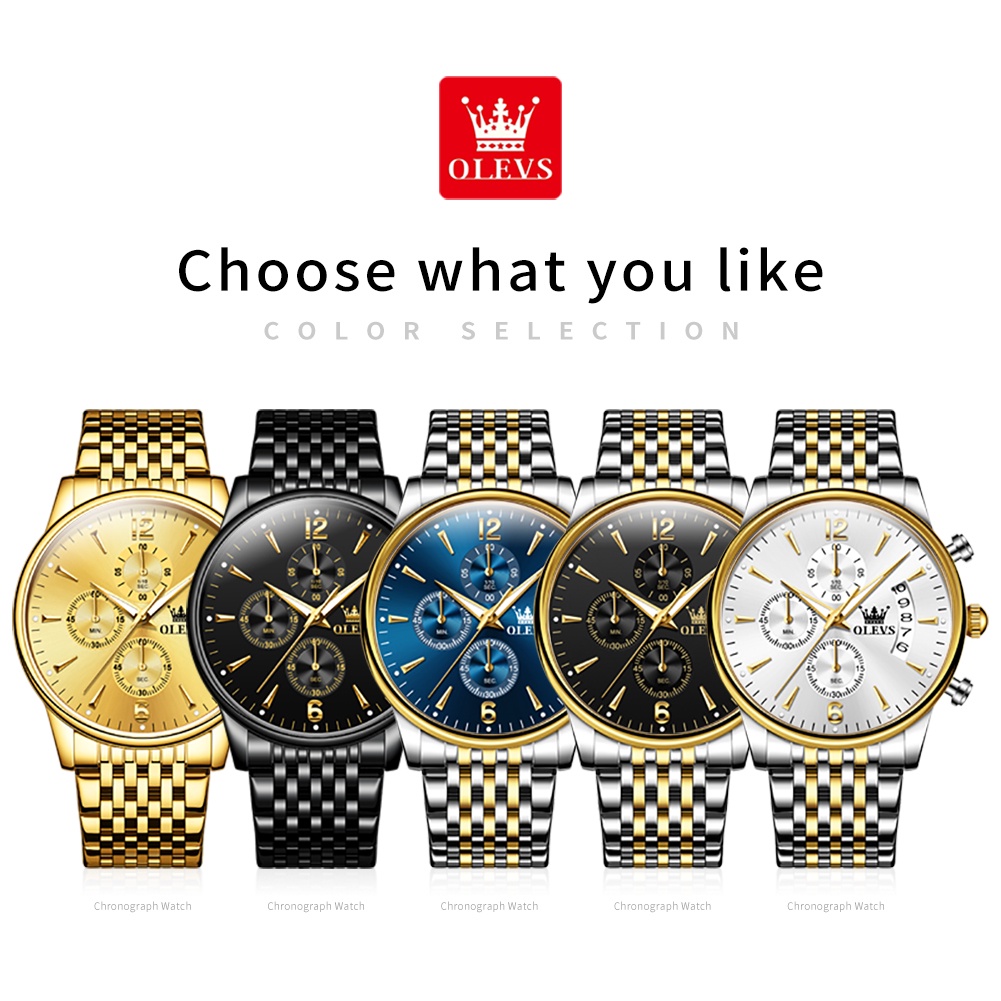 OLEVS Jam Tangan Lelaki Hitam Original Waterproof Steel Quartz ...