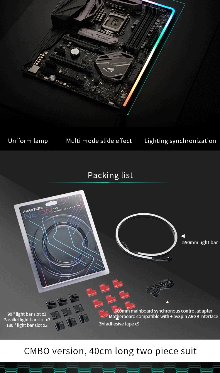 Phanteks M1 M5 5V 3 PIN Light Strip ARGB Neon Computer Case Decoration ...