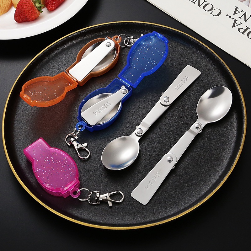 Creative 304 Stainless Steel Foldable Spoon Fork Picnic Outdoor Camping ...