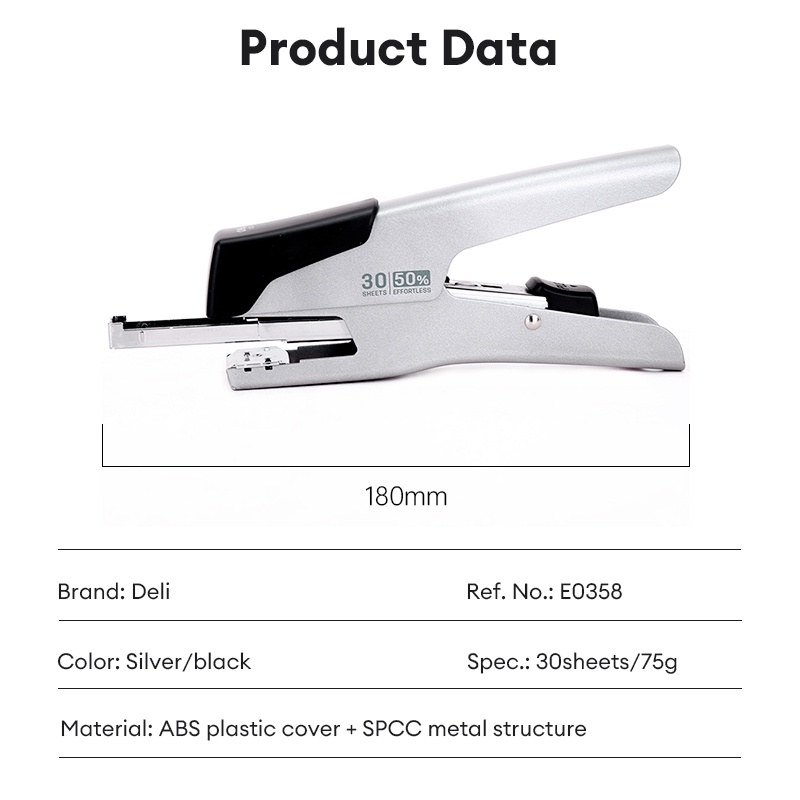 Deli Stapler 24/6 26/6 Effortless Plier Stapler 30sheets Heavy Duty ...