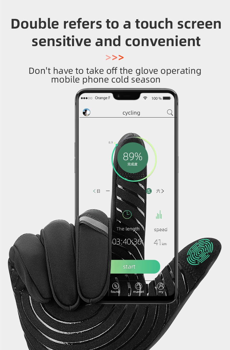 Rockbros Motorcycle Gloves Winter Warm Fleece Long Finger Screen ...