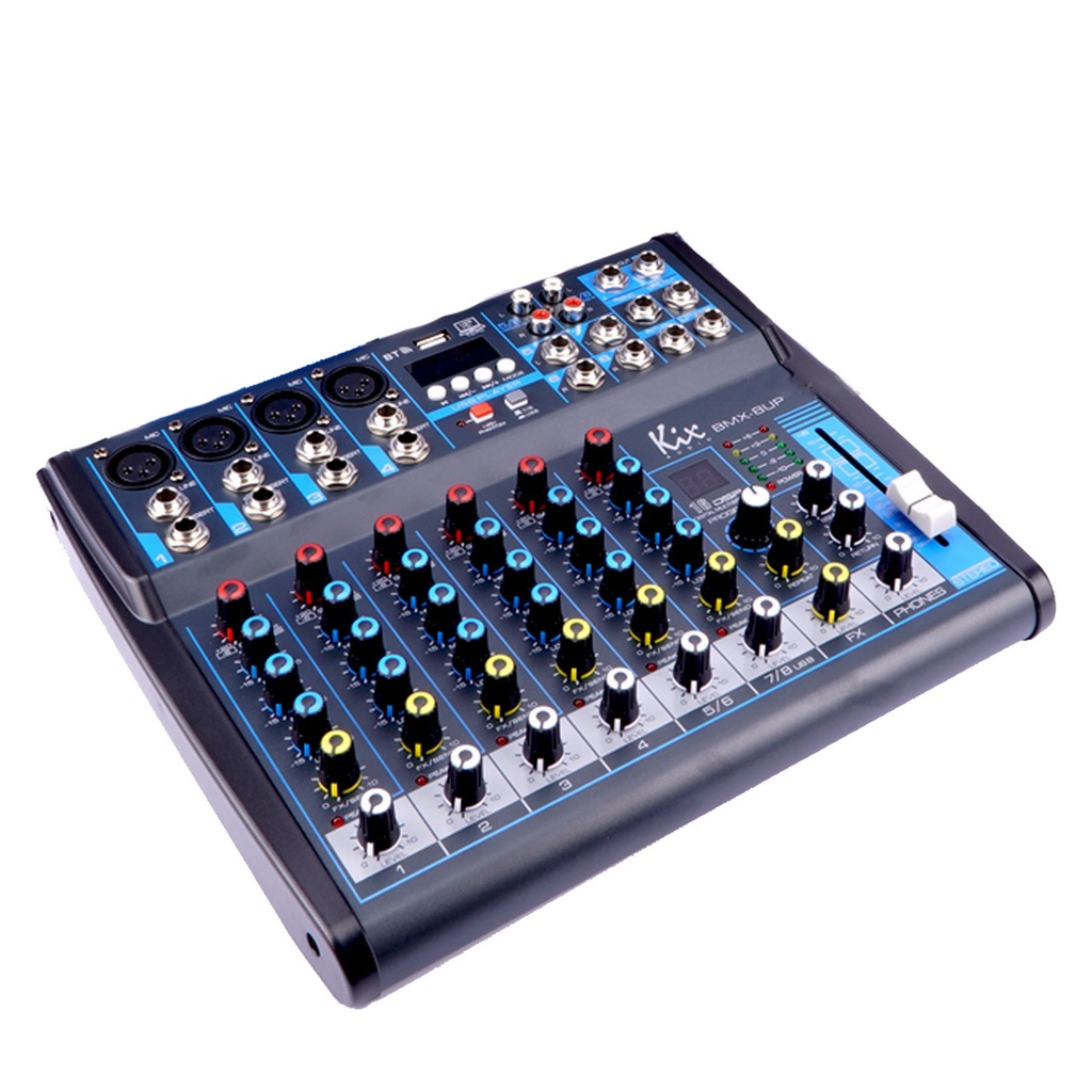 KEVLER Kix Audio 8 Channel Compact Bluetooth Audio Mixer w/ 4 Mic/Line ...