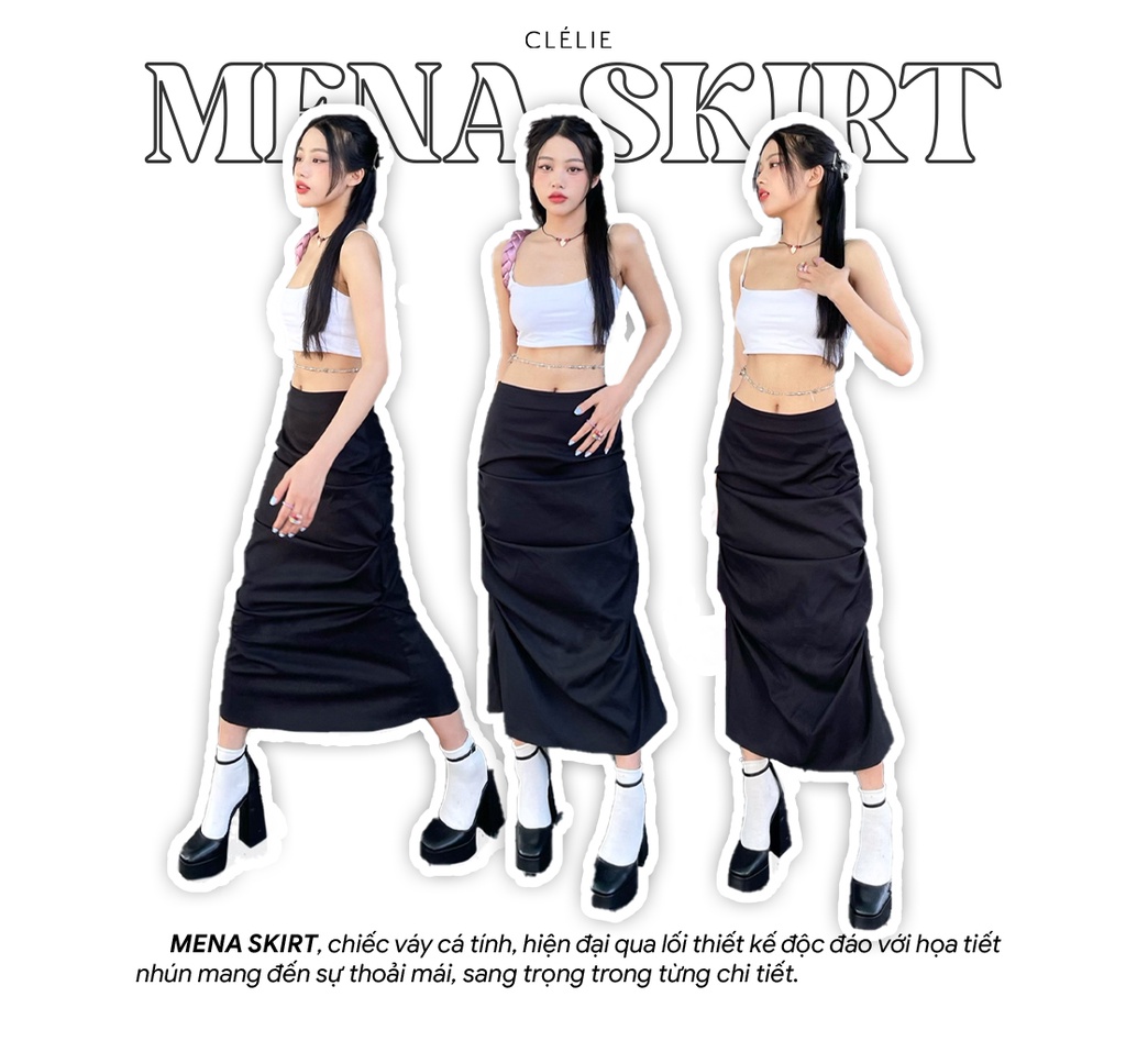 Long pleated slit skirt | Mena SKIRT - CLÉLIE | Shopee Philippines