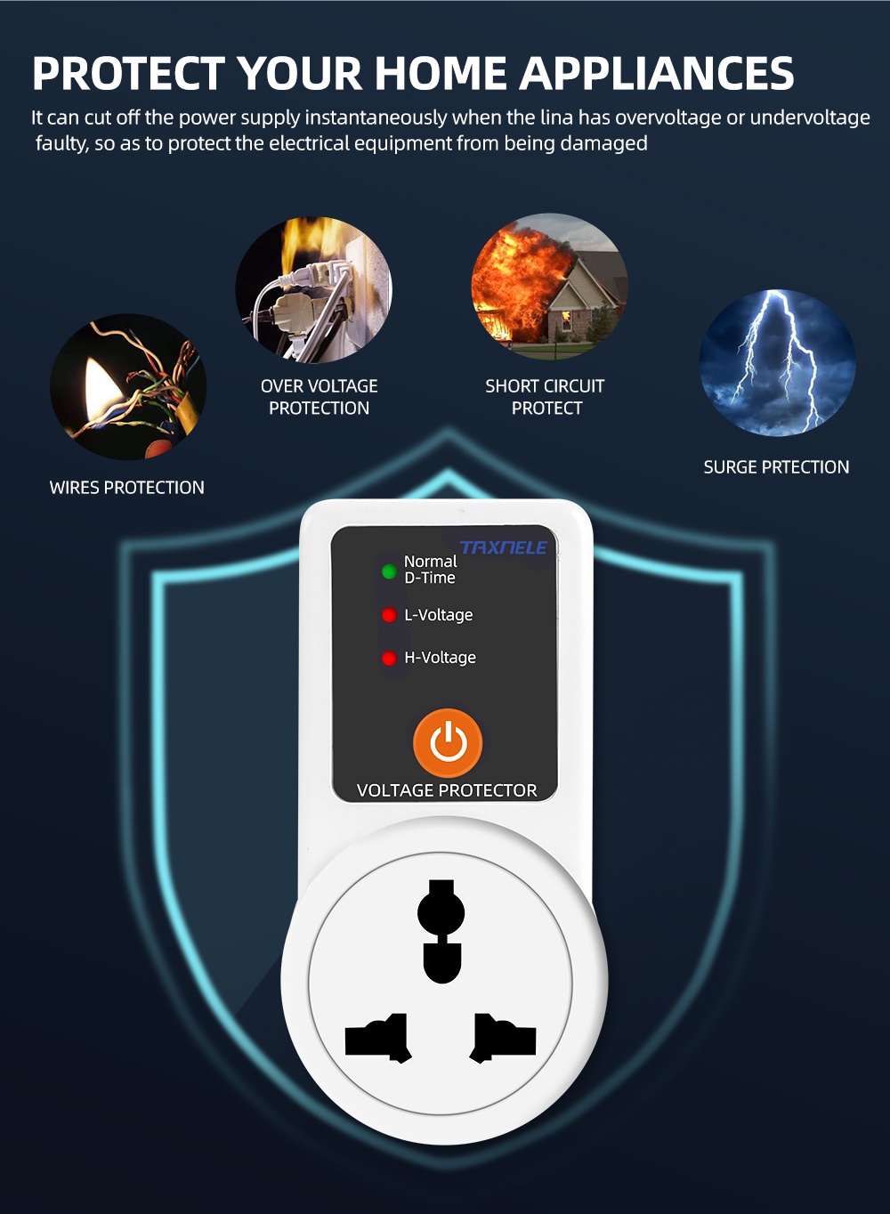 Automatic Voltage Protector Socket Switcher AC 220V 16A Power Surge ...