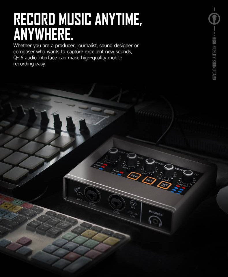TEYUN Q-16 Audio Interface Sound Card with Monitoring,Sound Card For ...