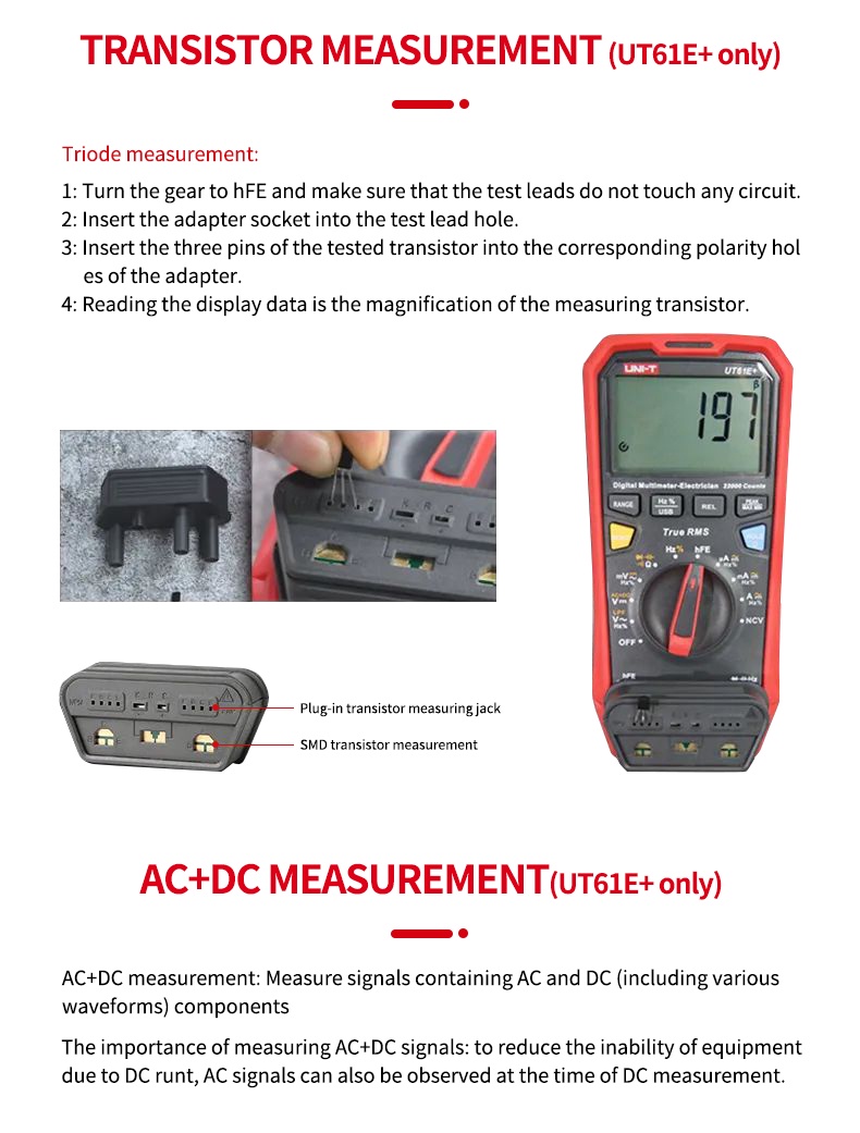 UNI-T True RMS Digital Multimeter Handheld Professional Digital ...