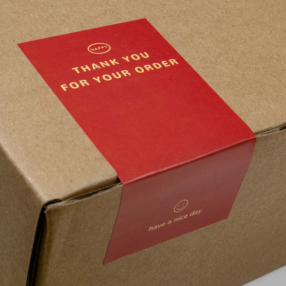 50 Pcs/Pack Red Rectangular Thank You For Your Order Stickers Small ...