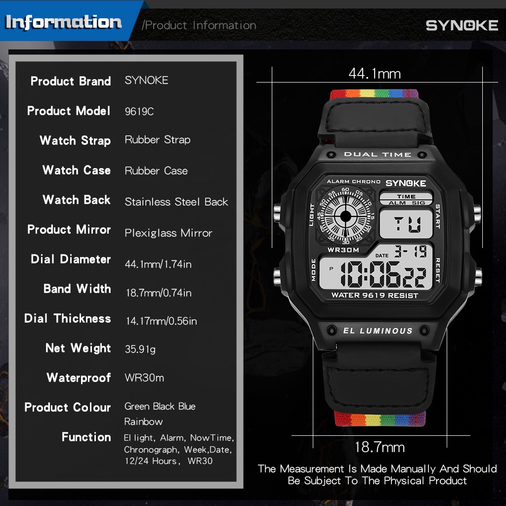 【Ready Stock】 SYNOKE Men's Watch Nylon Strap Luxury Fashion Waterproof ...