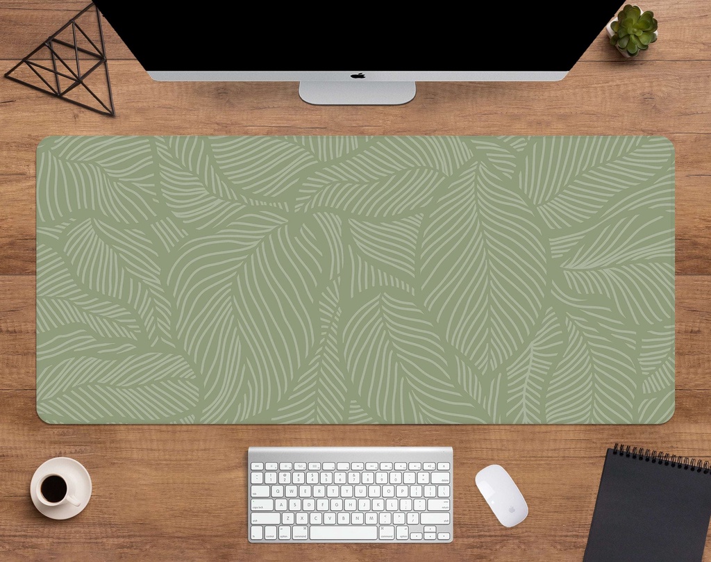 Sage Green Mousepad Desk Mat cute, Multiple sizes stitched edges, Boho ...