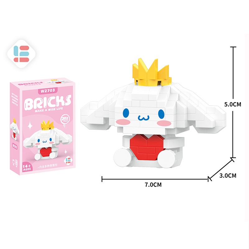 Mini Size Kawaii Sanrio Kuromi Cinnamoroll My Melody Figures Building ...
