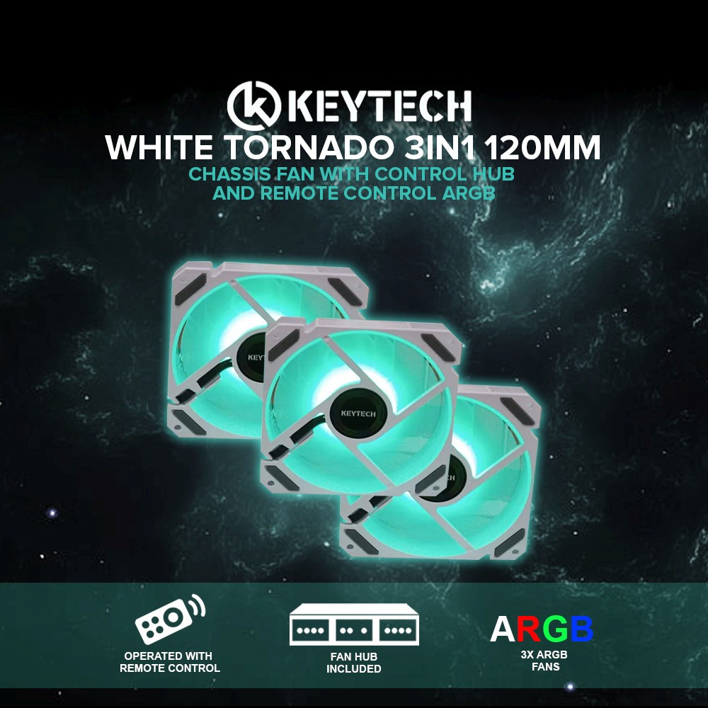 EasyPC | Keytech Tornado 3in1 PC Case Fan RGB| Control Hub| Remote ...