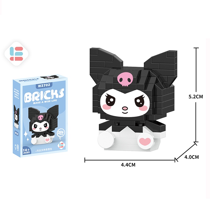 Mini Size Kawaii Sanrio Kuromi Cinnamoroll My Melody Figures Building ...