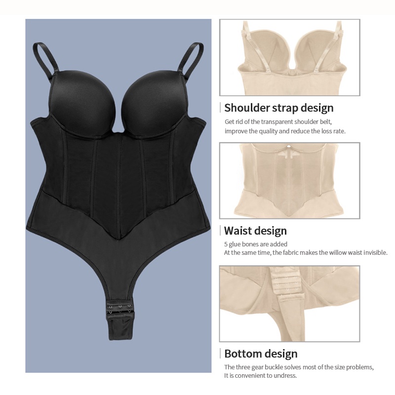 WECHERY Women's Body Shaper with Bra Bodysuit Shapewear Bones Support ...