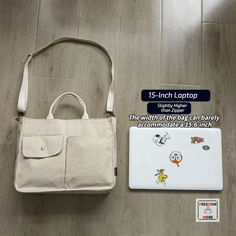 Freedom More New Corduroy Tote Bag Can Hold 14-Inch Computer Office ...