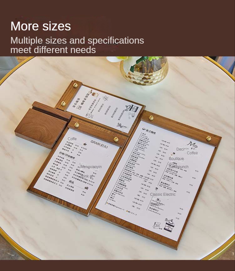 Menu Design Making Solid Wood Menu Clip Display Card Price List A4 ...