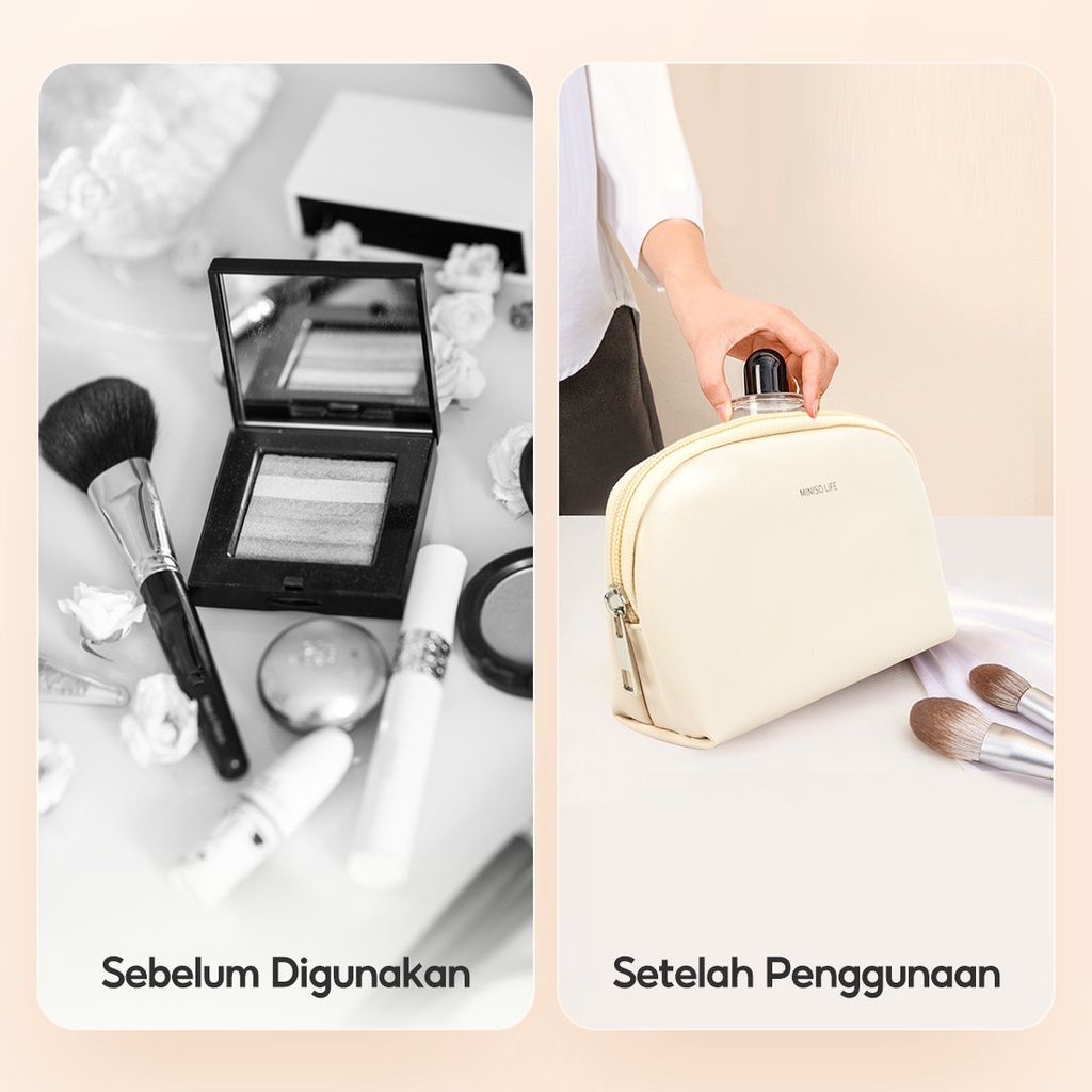 Miniso Official Plain Cosmetic Pouch Bag Simple Shell Shaped Cosmetic ...