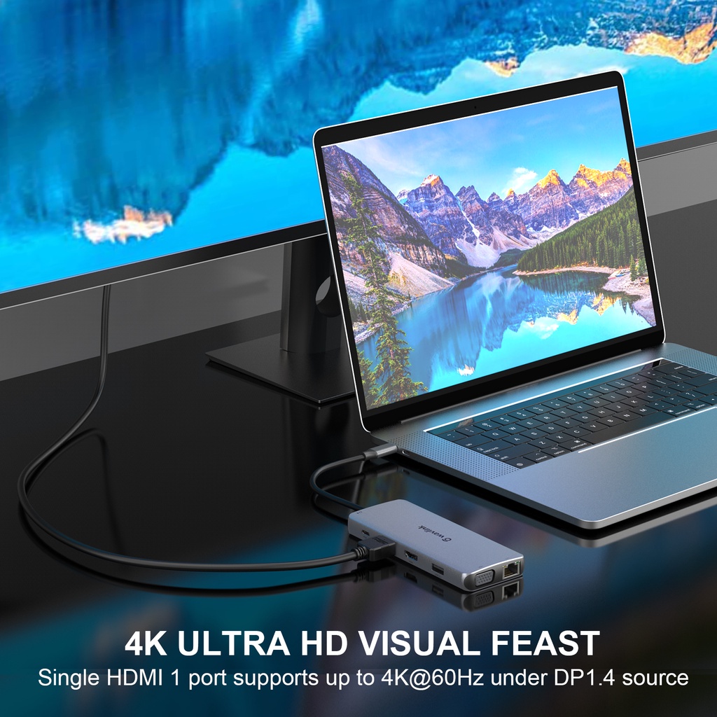 Wavelink USB C 12 In 1 Hub Triple Display Type-C Adapter W/ 4k HDMI And ...