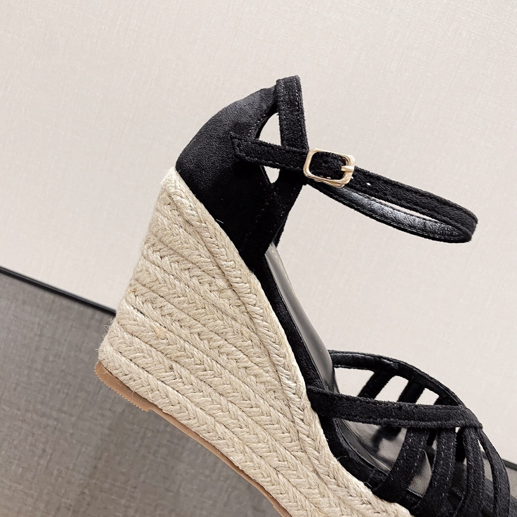 Fashion Casual Hemp Wedge Sandals Female 10CM | Shopee Philippines