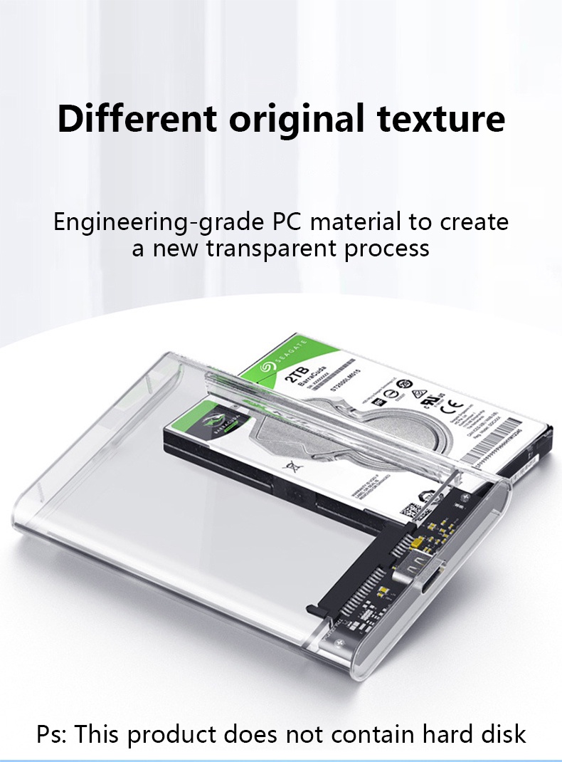 Type-C Transparent Box HDD Enclosure 3.1 Notebook 2.5 inch SSD Solid ...