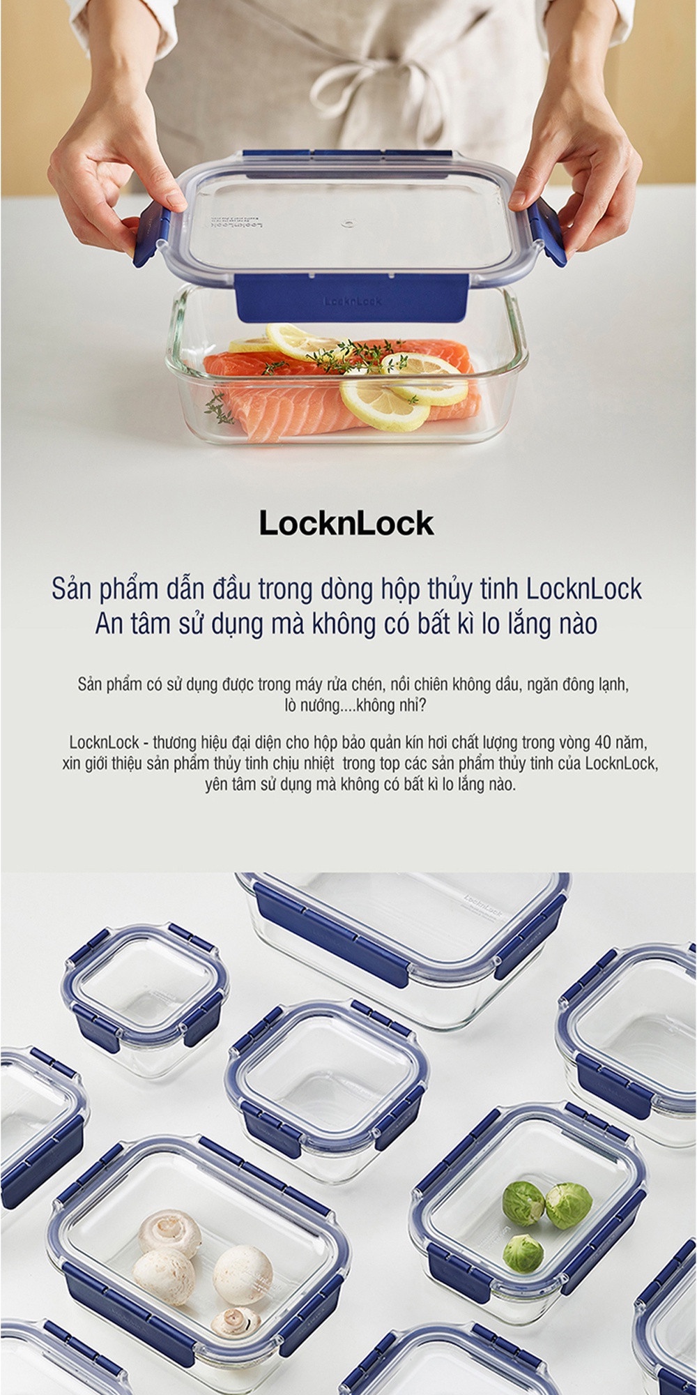 LocknLock Top Class LBG heat-resistant glass box, many sizes, foldable ...