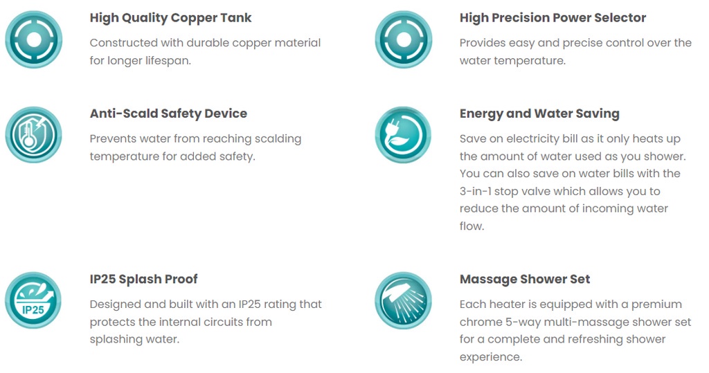 Champs x sgPlumbMart Altair Silver Copper Inner Tank Instant Heater ...