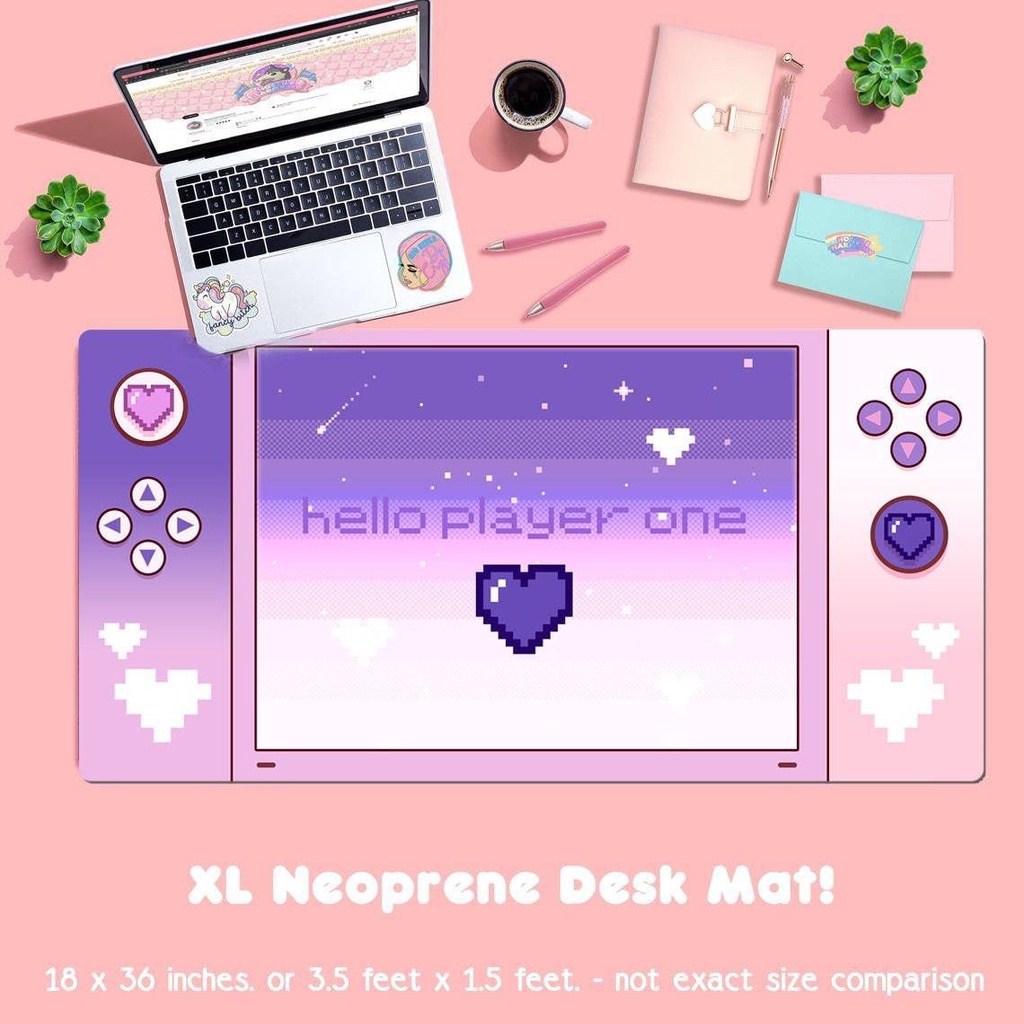 Cotton Candy Gamer Hello Player One Deskmat - 18 x 36, Extra Large ...