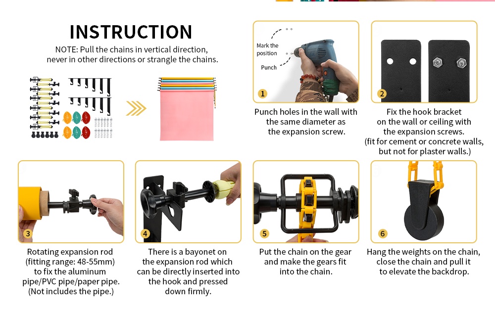 Photography Background Lifter Manual Chain Axis 3 Roller Wall Ceiling ...