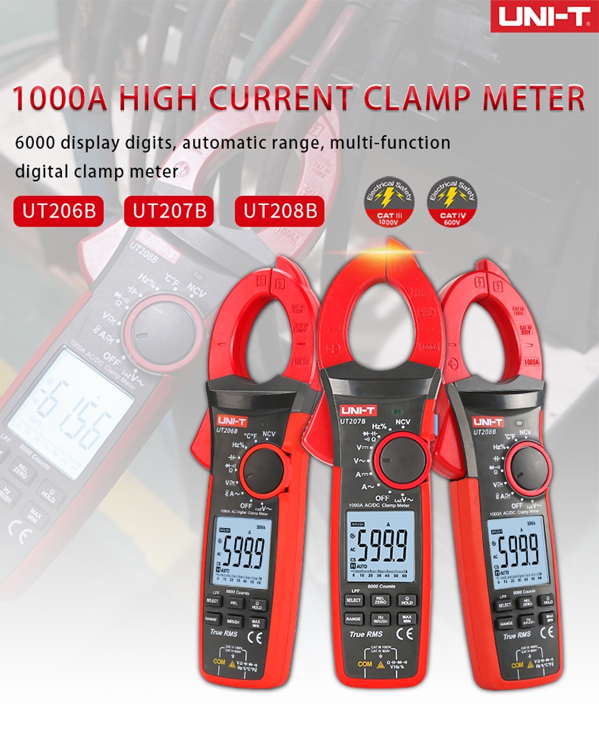 UNI-T UT206B UT207B UT208B Clamp Meter Amperimetrica VFC Electrical ...