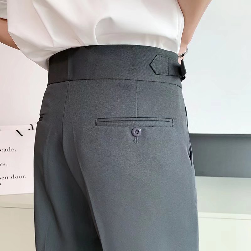 Casual Business Drape Trousers Men's High Waist Straight Pants Trendy ...