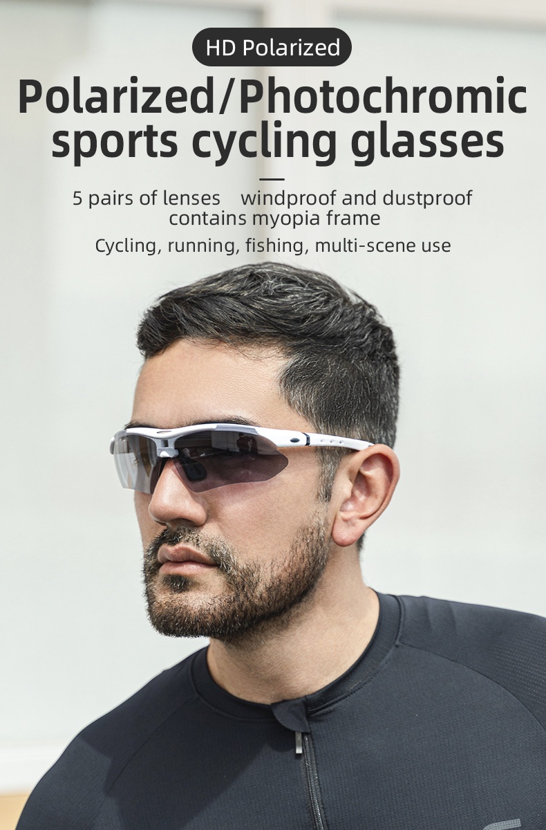 Rockbros Polarized Cycling Shades 5 Lenses Repalceable UV Protection ...