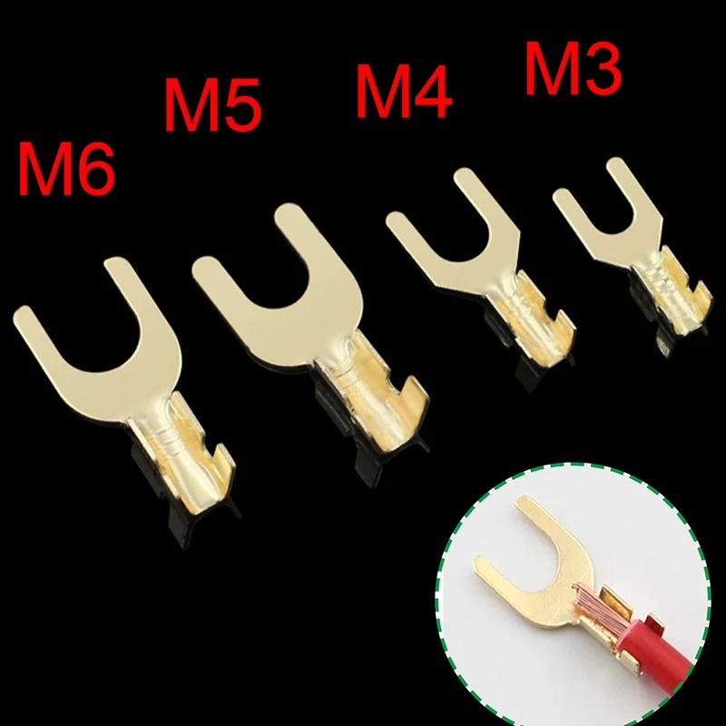 50Pcs M3 M4 M5 M6 M8 Brass Fork Spade U-Type Non-Insulated Wire ...