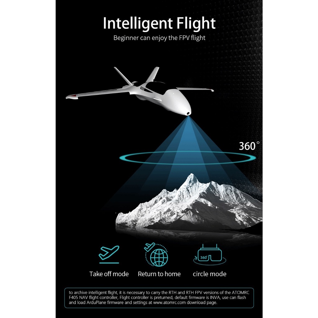 ATOMRC Dolphin V1.1 845mm Wingspan V-tail ARWING FlyWing Fixed-Wing RC ...