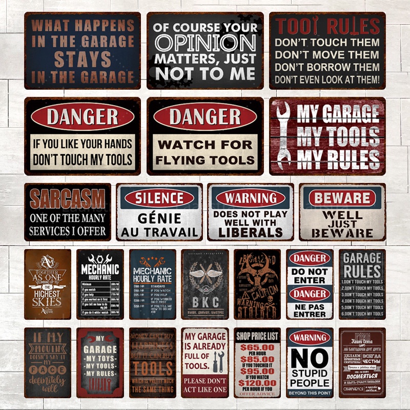 2024 Retro Warning Poster My Garage Rules Warning Vintage Tin Sign ...
