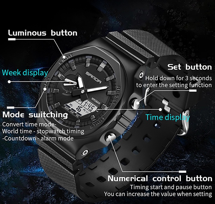 Sanda Men's Watch Luminous Multi-function Metal Luxury Fashion Men's ...