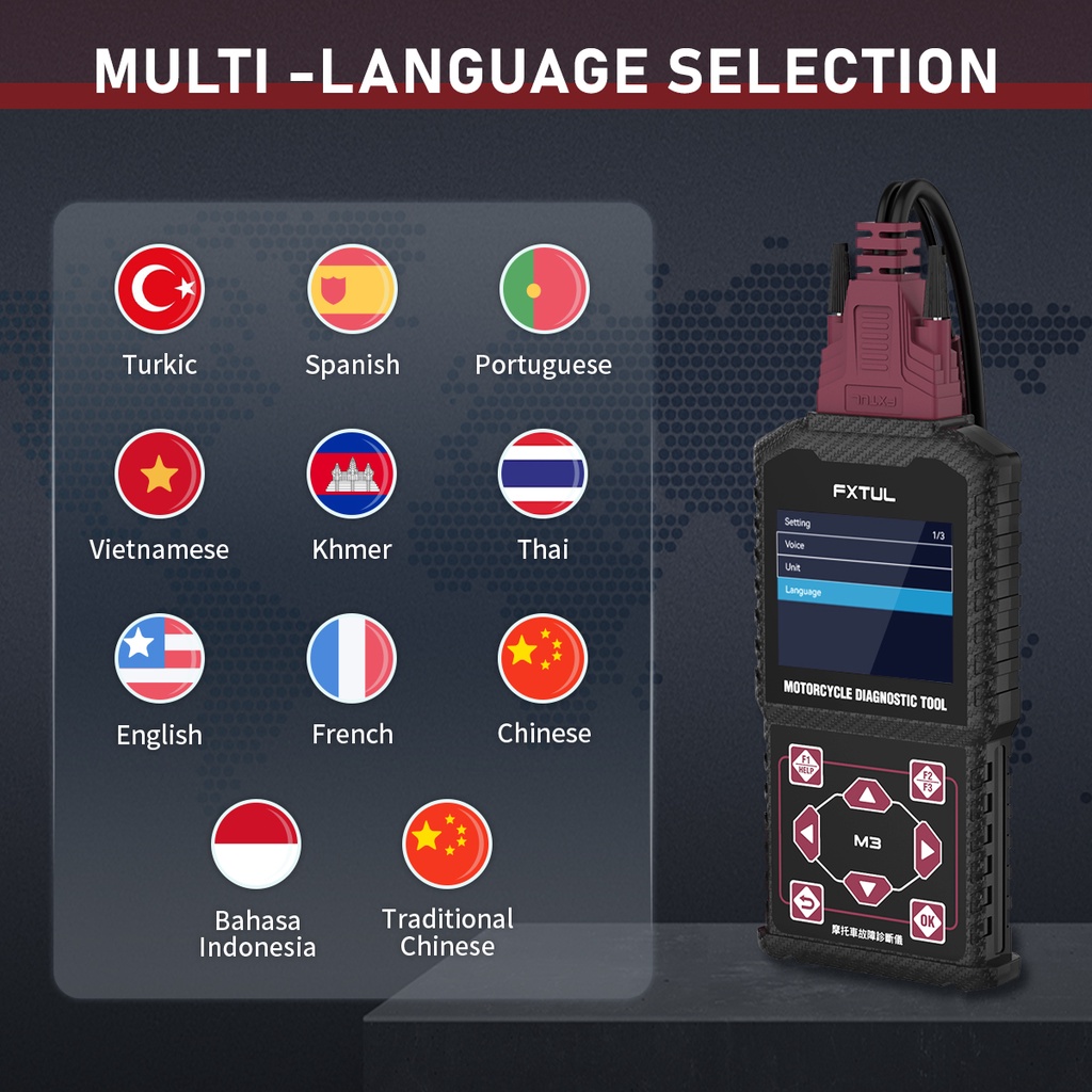 AUTOOL FXTUL M3 Motorcycle Diagnostic Instrument Support Read/Clear ...