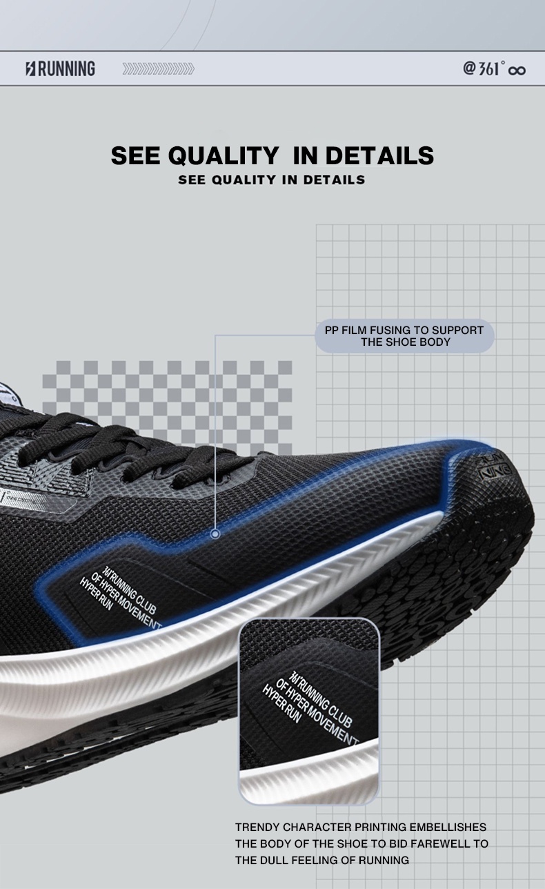 361 Degrees Windblock Men Running Sports Shoes Casual Shock Absorbing ...