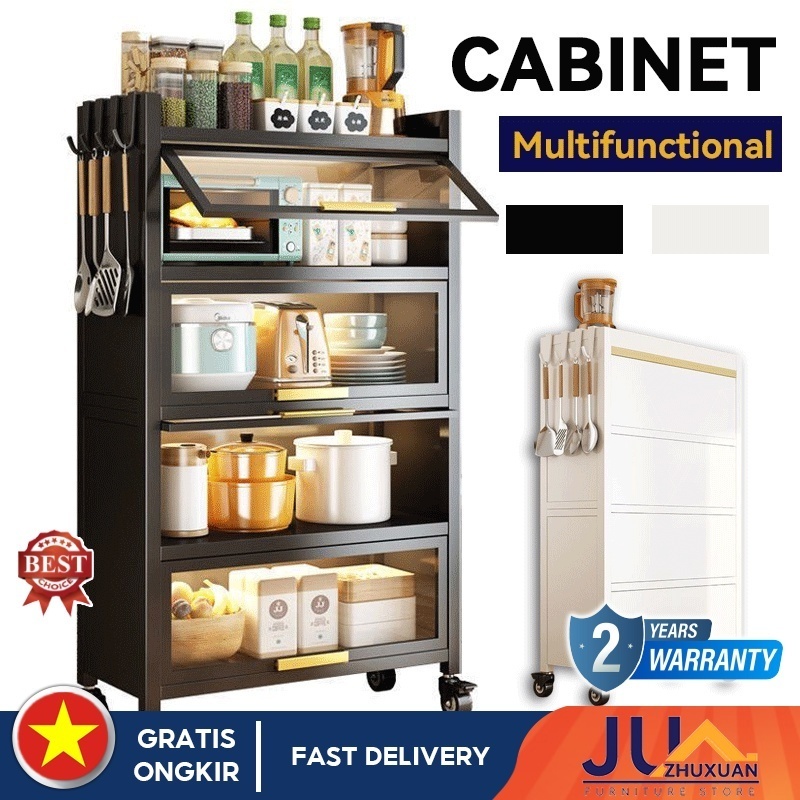 Kitchen Cabinet Rack Multi-layer Storage Cabinet With Door Dust Dining ...