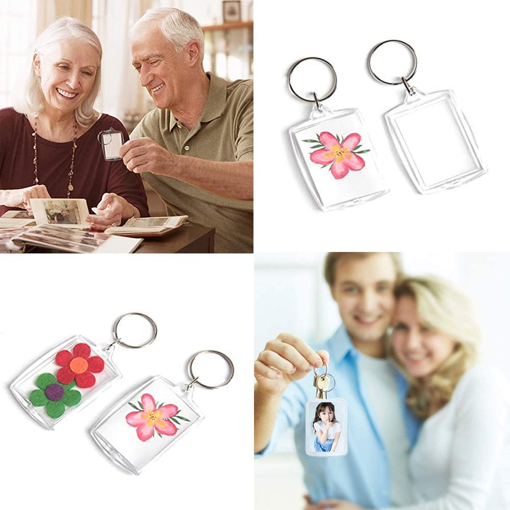 10/30pcs Arc Rectangular Acrylic Photo Frame Key Chain Clear Picture ...