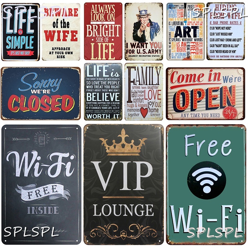 2024 WIFI Plaque Metal Vintage Tin Sign Pin Up Shabby Chic Decor Metal ...