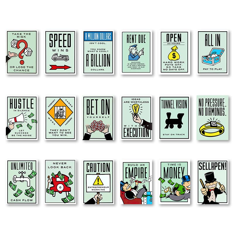 Monopoly Time Is Money Poster Inspirational Canvas Painting "Haster ...