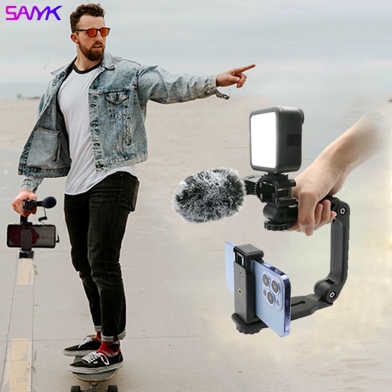 SANYK Folding Vlog Starter Kit U-shaped Vlogging Phone Holder Mobile ...