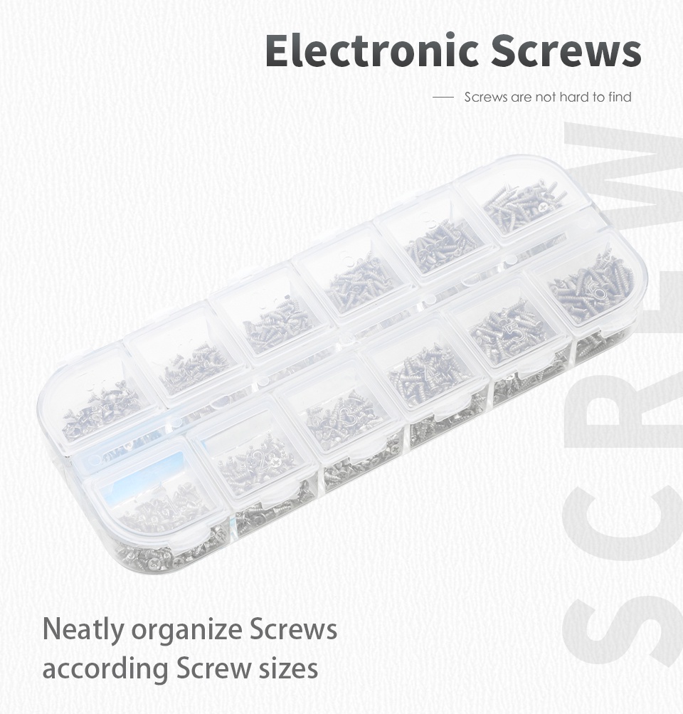 NINDEJIN 601pcs Electronic Screw Kit Nickel Plated Flat Round Head Mini ...