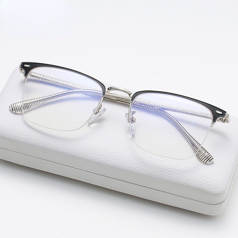 New metal TR90 meters nail square half frame glasses men's business ...