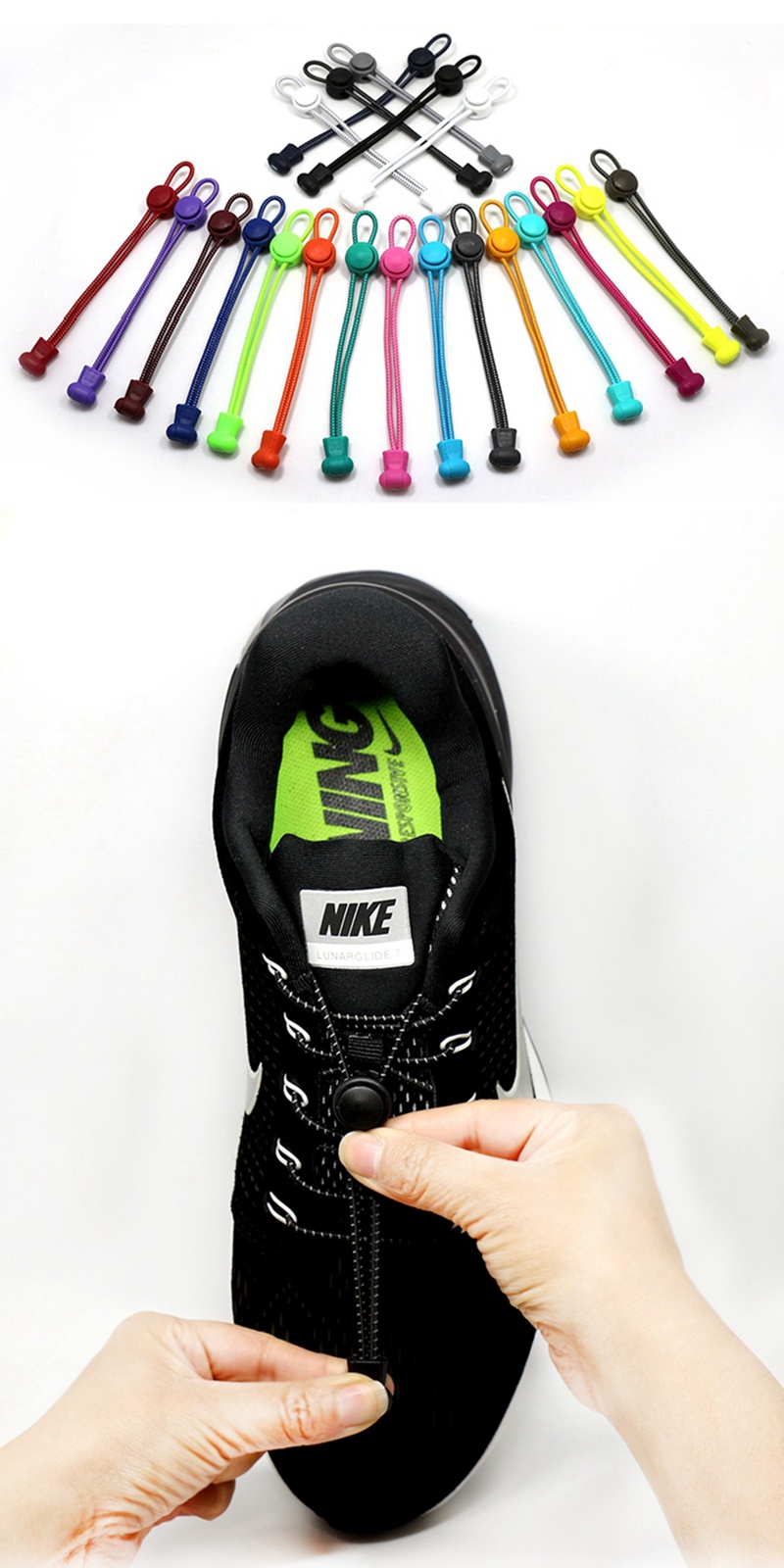 1 Pair No Tie Elastic Shoelaces 23 Colors Stretch Lock Lazy Laces For ...